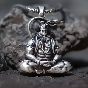 Peprika Hanuman Silver Pendant Locket With Stainless Steel Chain for ...