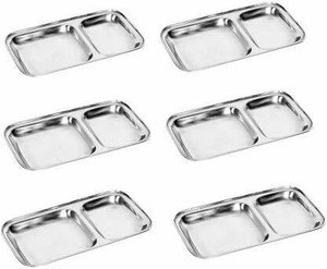 Dynore Stainless Steel 2 IN 1 Two Compartment Nasta/Dinner Plate- Set ...
