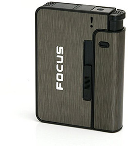 VIOVI Focus Pioneer Grey Cigarette Case with Portable Lighter for 84mm ...