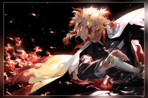 Kimetsu No Yaiba Rengoku Kyoujurou Male Cape Fire Anime Series Matte ...