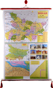 Bihar Political & Physical Map |PVC Mounted with Red/White Pipes ...