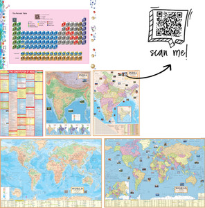 Pack of 6 Maps India Political Map + India Physical Map, World ...