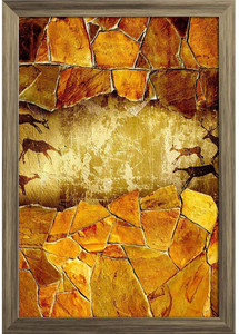 Primitive Person Artwork Poster Antique Golden Frame | Acrylic Glass ...