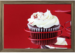Photo of Red Velvet Cupcake Poster Antique Golden Glass Frame 19x13inch ...