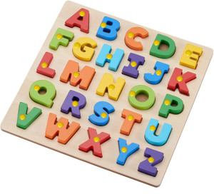 PopPlop Wooden Capital Alphabet Puzzle Montessori Educational Learning ...