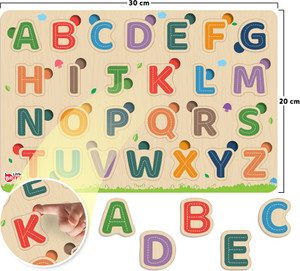 Little Berry Wooden Educational Learning Alphabet ABCD Puzzle Board for ...