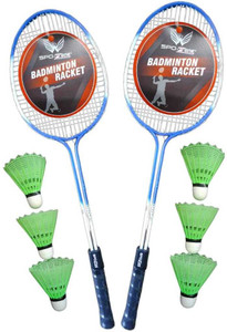 SPO Zone Hulk Badminton Kit Set of 2 Pieces With 6 Shuttle Blue, Orange ...