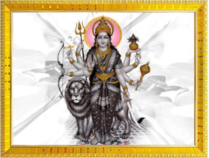 Nokkes Shera wali Mata Durga Maa Sherawali devi Golden 5X7 Inch Photo ...