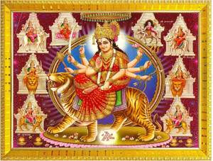 Nokkes Shera wali Mata Durga Maa Sherawali devi Golden 5X7 Inch Photo ...