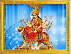 Nokkes Shera wali Mata Durga Maa Sherawali devi Golden 5X7 Inch Photo ...