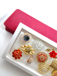 RR prime jwelers American rings Acrylic, Brass, Crystal, Stone Ring Set ...