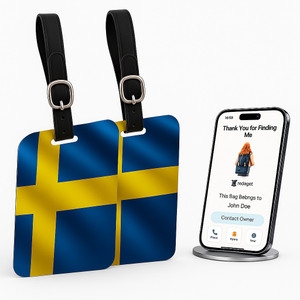 Tag8 2 Pcs Sweden Flag Bag Tags with Airport Tracer Code Luggage Tag ...