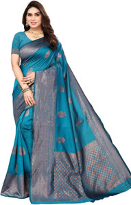 Buy SWAMI STUDIO Self Design Banarasi Jacquard Light Blue Sarees Online ...