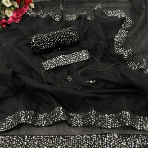 Buy PATTARI Embroidered Bollywood Supernet Black Sarees Online @ Best ...