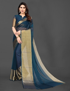Buy PRISM FAB Self Design Daily Wear Chiffon Blue Sarees Online @ Best ...