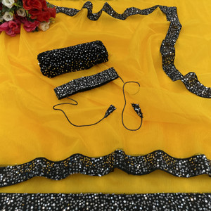 Buy PATTARI Embroidered Bollywood Supernet Yellow Sarees Online @ Best ...