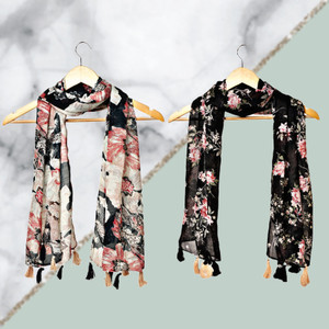 RiddleNeedle Floral Print Chiffon Women Scarf, Stole, Fancy Scarf - Buy ...