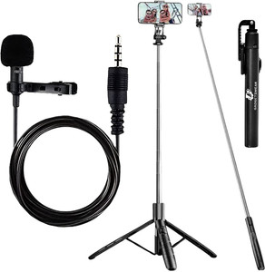 GADGETSWEAR (Combo with Collar Mic) Selfie Stick with Tripod Stand ...