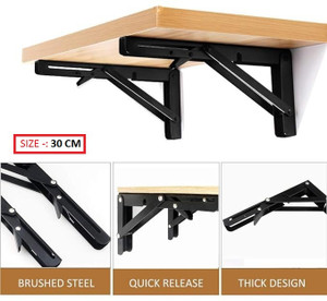 INFIXMART Folding Shelf Brackets, Wall Mounted Space Saver,30CM Shelf ...