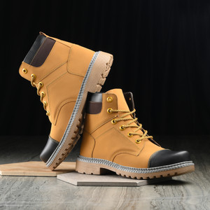 Shoe Island Leather Solid Tough Heavy Duty High Ankle Length Mens ...
