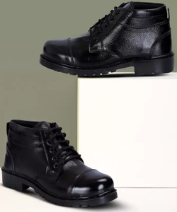 KnockBox Genuine Leather Ncc/Police/Army/Foji Print Long Military Boots ...