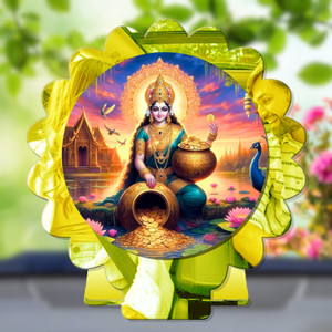 SANBIA Lakshmi Laxmi Mahalaxmi Golden Mirror Shine Car Dashboard Idol ...