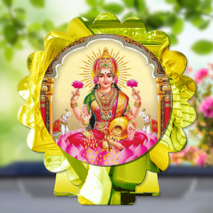 SANBIA Lakshmi Laxmi Mahalaxmi Golden Mirror Shine Car Dashboard Idol ...