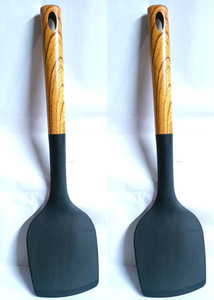 CHALI Silicon Spatula for Modular Kitchen With Wooden Handle Non-Stick ...