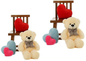 Cutepie Super Soft Fabric Teddy 4 Feet With Combo Pack (Cream+Cream ...