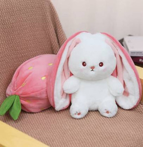 VibeFly Adorable Strawberry Rabbit Plushie, Cute Bunny Soft Toy - (Pink ...