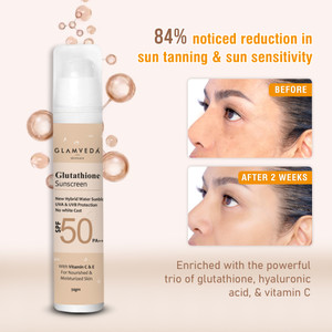 GLAMVEDA Sunscreen - SPF 50 PA+++ Glutathione & Vitamin C Broad ...