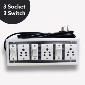 KHOPALA 3 Socket & 3 Switch Board with 3 Yard wire 3 Socket Extension ...