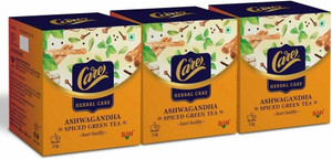 CARE Ashwagandha Spiced Green Tea - Pack of 3 Black Pepper, Cardamom ...