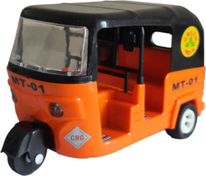 Shree Jee CNG AUTO RICKSHAW (ORANGE ) PULL BACK ACTION (MULTICOLOURS ...