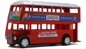 neoinsta shopping Medium size pull back plastic double decker bus red ...