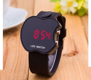 Apple Shape Watch For Kids Full Black Stylish Digital Watch - For Men ...