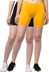 MPSINTIMATES Solid Women Black, Yellow Cycling Shorts, Gym Shorts ...