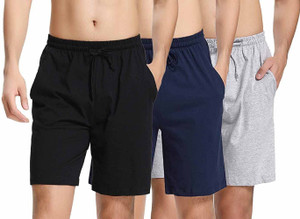 Cleesh Solid Men Black, Blue, Grey Basic Shorts - Buy Cleesh Solid Men ...
