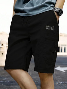 TYRELL Self Design Men Black Cargo Shorts - Buy TYRELL Self Design Men ...