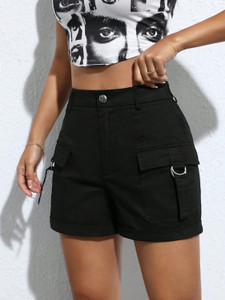 SS UNICORN Solid Women Black Cargo Shorts - Buy SS UNICORN Solid Women ...