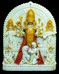 Mollis Marble Stone Dust Durga Statue with family- Mahishasura Mardini ...