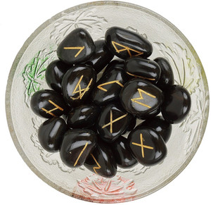 EXCEL Set Of 25 Pcs Tumbled Tourmaline Stone,Rune Alphabet Symbol Reiki ...