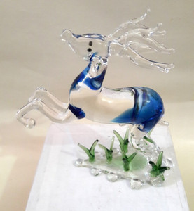1st Time Deer Decorative Gifting Showpiece Blue, Clear And Green, Glass ...