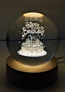 Lilone Happy Birthday Crystal Ball USB Lamp Decorative Showpiece - 8 cm ...