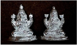 RATAN BAZAAR Lord- laxmi ganesh pure silver idol Decorative Showpiece ...