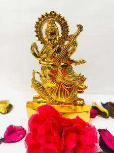 DARIDRA BHANJAN maa saraswati Vidya devi Idol Metal Gold Plated ...