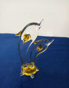 ADORNX A BEAUTIFUL GLASS SHOWPIECE OF PAIR OF DHOLPHIN OF BROWN COLOUR ...
