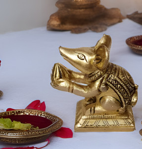 Purpledip Brass Statue Ganesha Vahana Mooshak: Collectible Idol Mouse ...