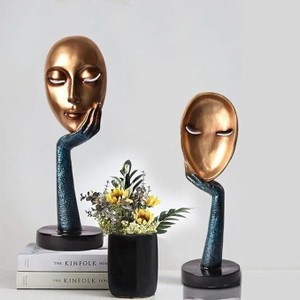 DekSpace Antique Golden Face showpiece for Home Decor - Set of 2 ...