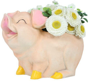 Garg Enterprises Resin Pig Smiling Pot on gaden Can Planter Pots ...